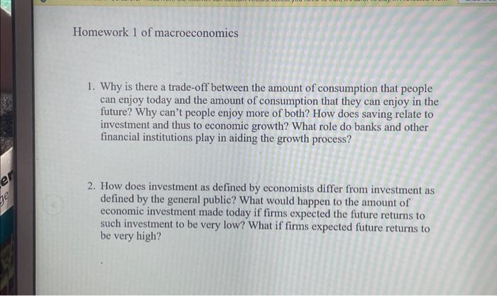 Solved Homework 1 of macroeconomics 1. Why is there a | Chegg.com
