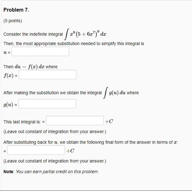 Solved Problem 7. (5 points) consider the indente integra / | Chegg.com