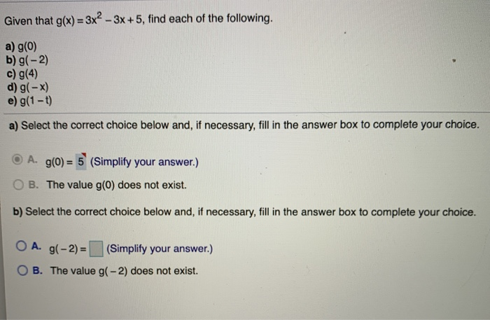 Solved Given that g(x) = 3x2-3x+5, find each of the | Chegg.com