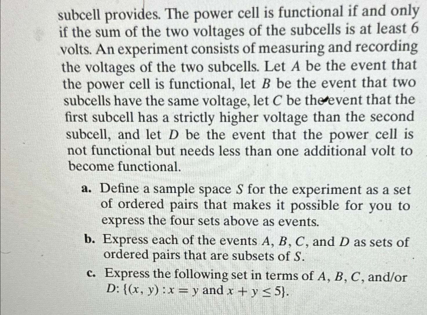 subcell provides. The power cell is functional if and | Chegg.com