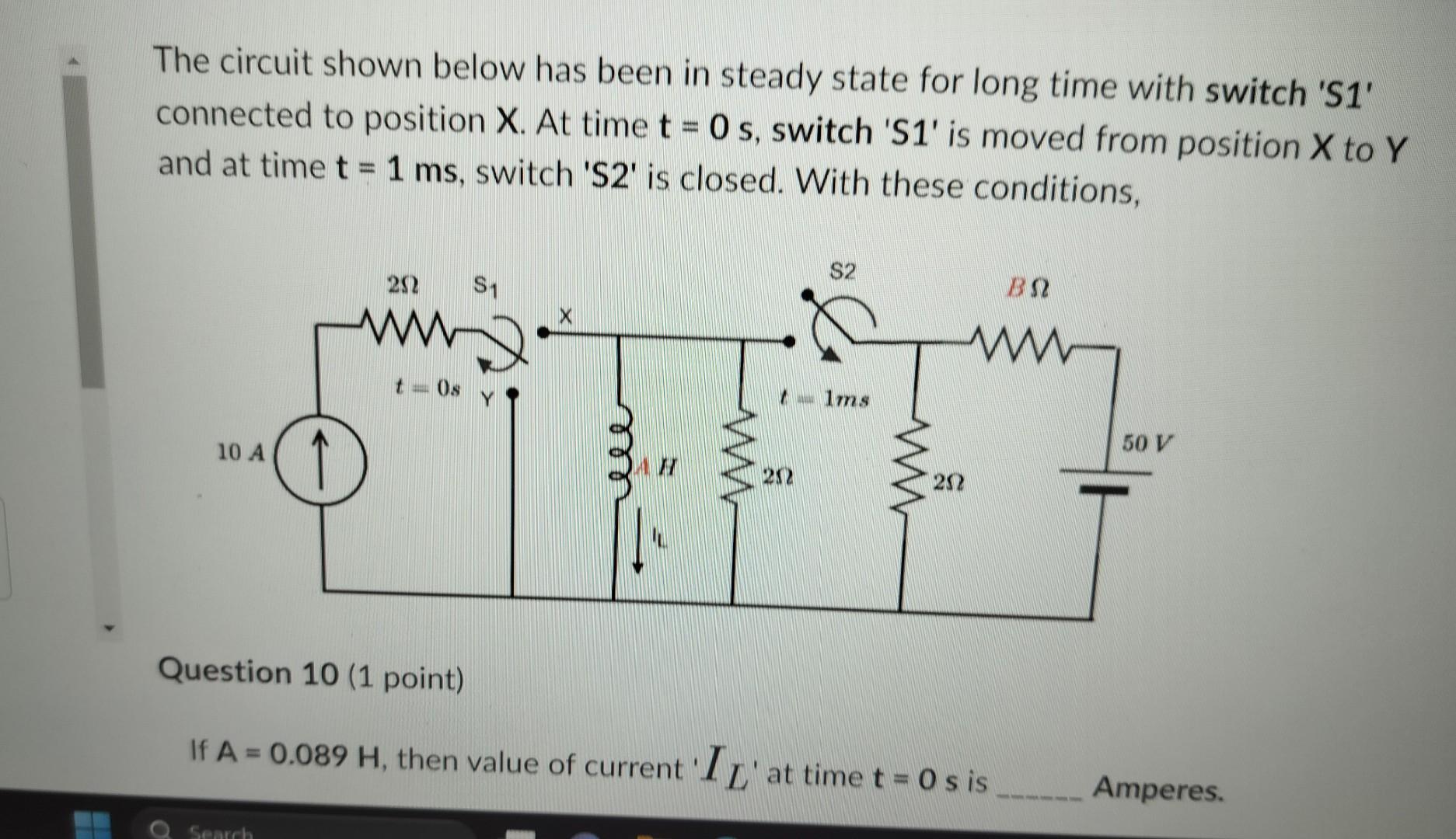 Solved The circuit shown below has been in steady state for | Chegg.com