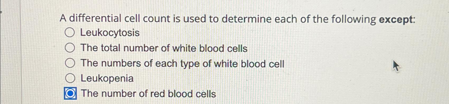 Solved A differential cell count is used to determine each | Chegg.com