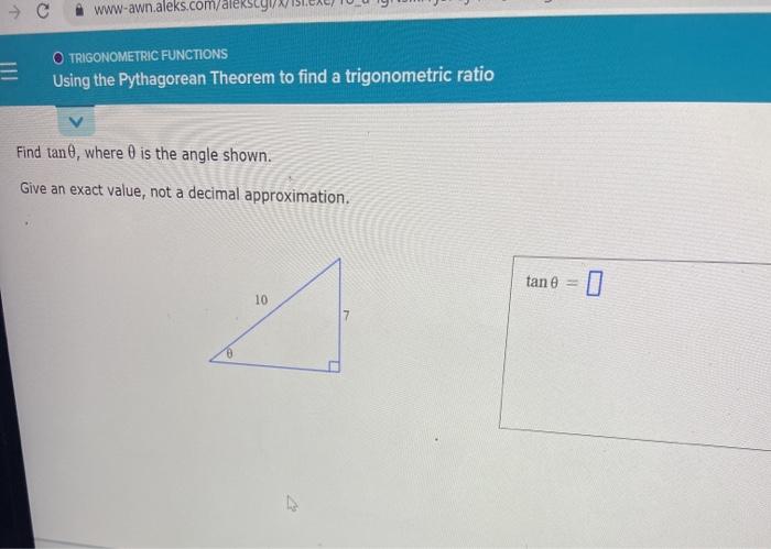 Solved www-awn.aleks.com/aleksey TRIGONOMETRIC FUNCTIONS | Chegg.com