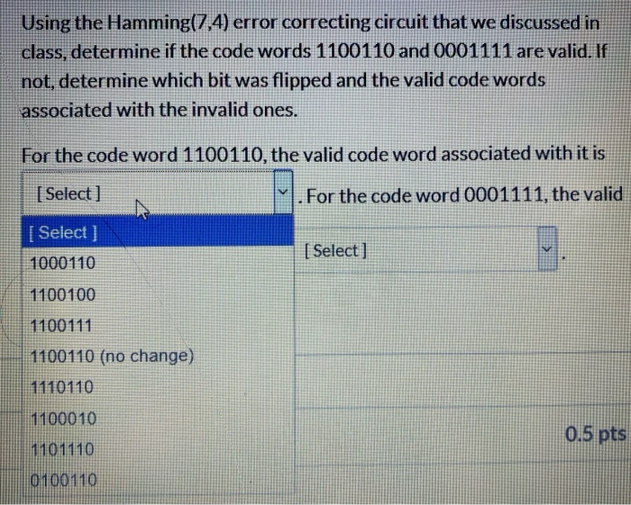Solved Using the Hamming(7,4) error correcting circuit that | Chegg.com
