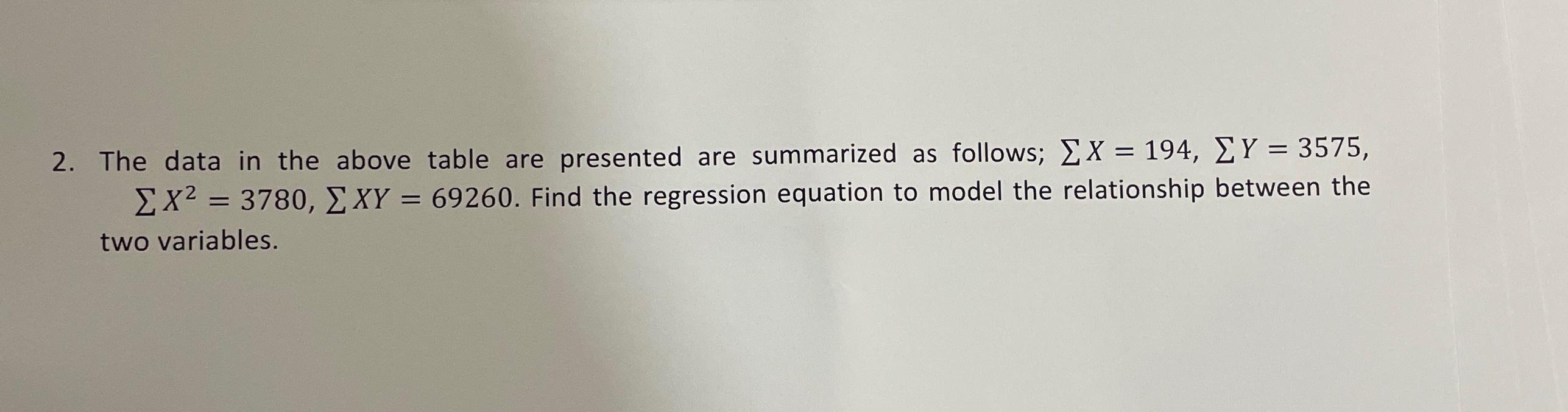 Solved The data in the above table are presented are | Chegg.com