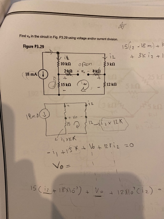 Solved Find V, in the circuit in Fig. P3.29 using voltage | Chegg.com