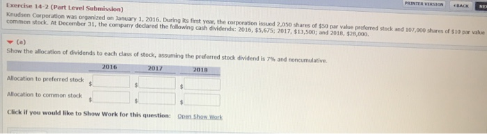 Solved PRINTER VERSION BACK NES Exercise 14-2 (Part Level | Chegg.com