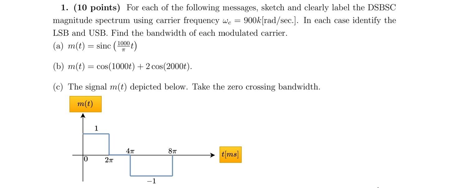 1. (10 points) For each of the following messages, | Chegg.com