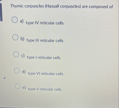 Solved Thymic corpuscles (Hassall corpuscles) ﻿are composed | Chegg.com