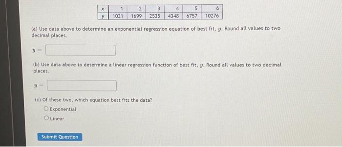 Solved (a) Use data above to determine an exponential | Chegg.com