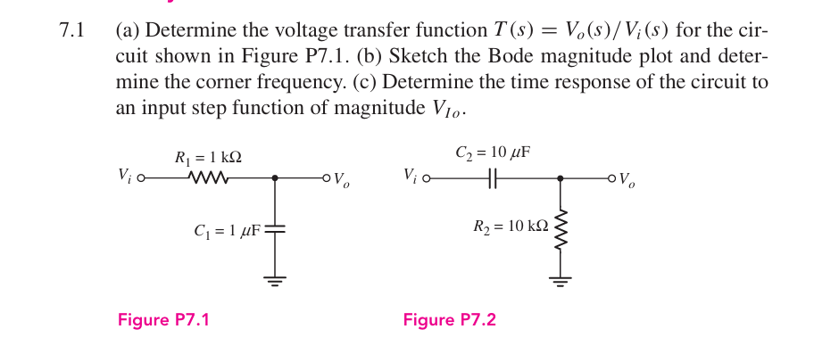 Solved 7.1 (a) ﻿Determine the voltage transfer function | Chegg.com