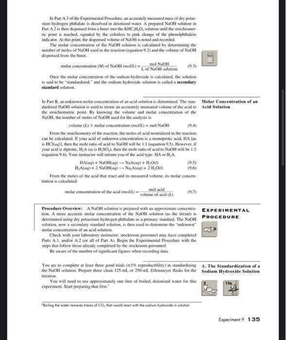 Solved Experiment 9 Prelaboratory Assignment A Volumetric | Chegg.com