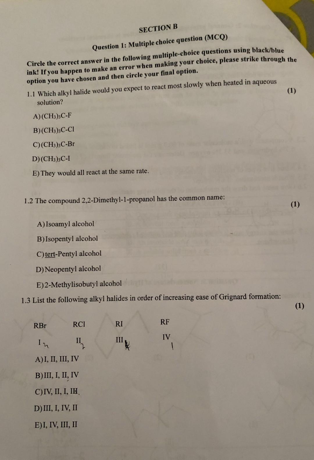 Solved Question 1: Multiple choice question (MCQ) Circle the | Chegg.com