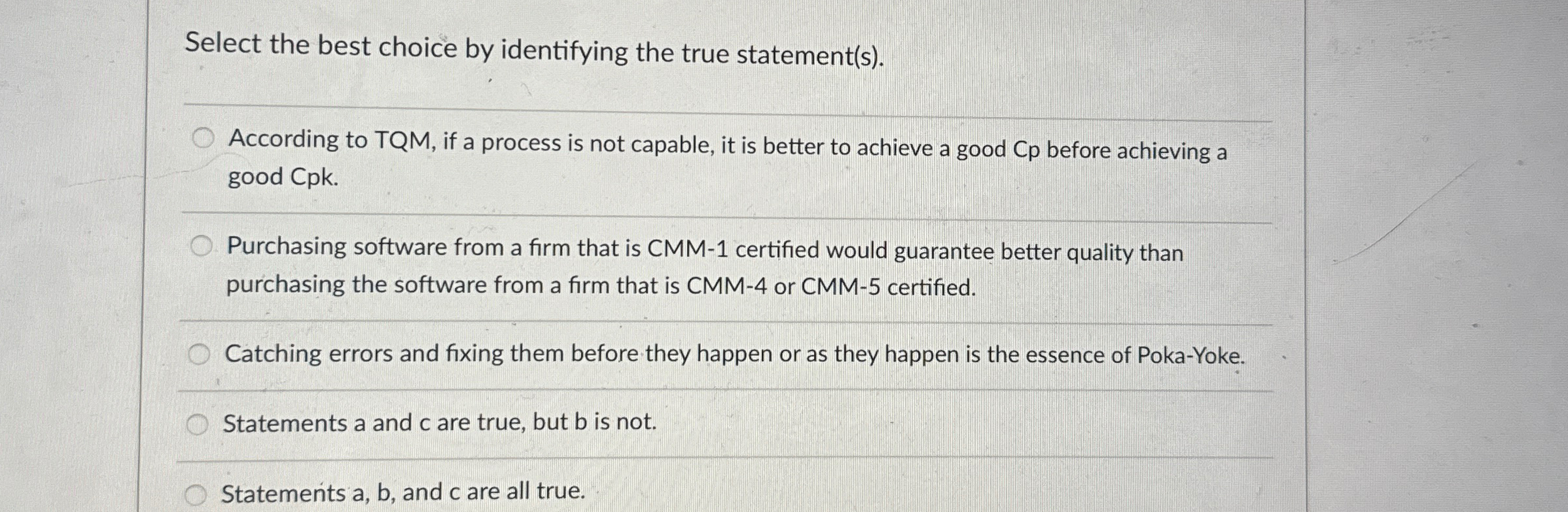 Solved Select the best choice by identifying the true | Chegg.com
