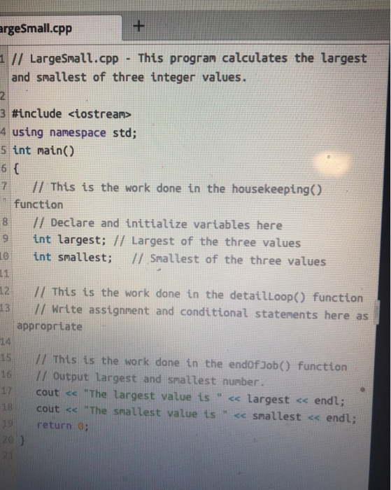 Solved 1 Two Variables Named Largest And Smallest Are Chegg