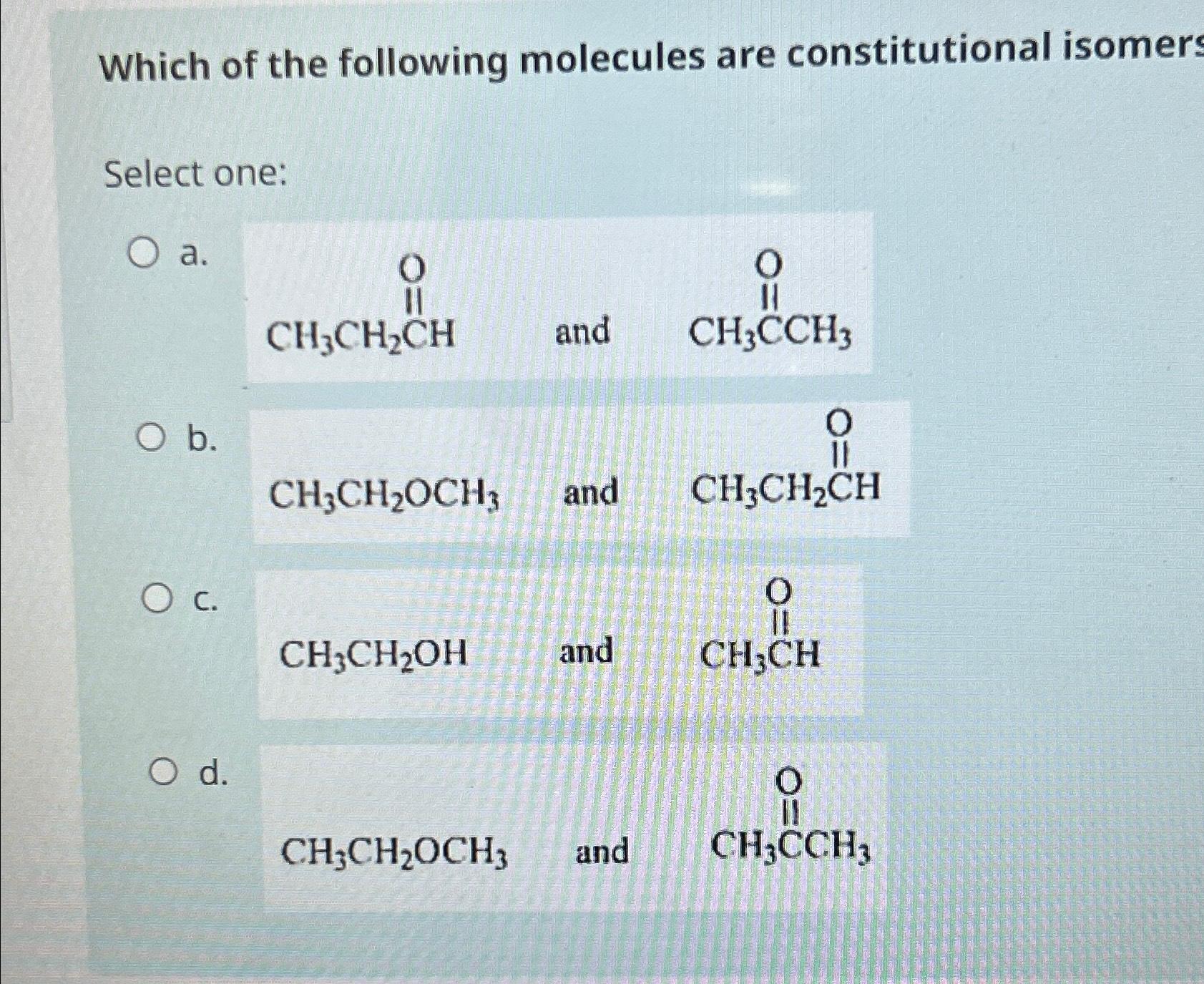 Solved Which of the following molecules are constitutional | Chegg.com
