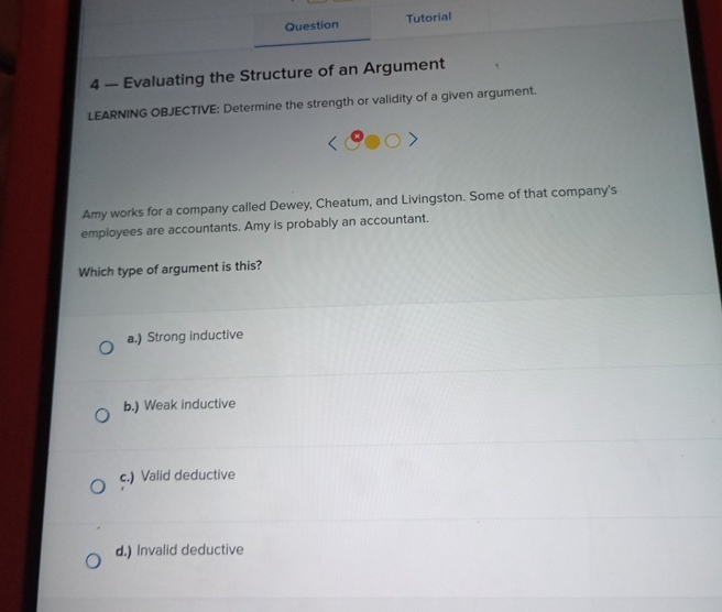 Solved QuestionTutorial4-Evaluating the Structure of an | Chegg.com