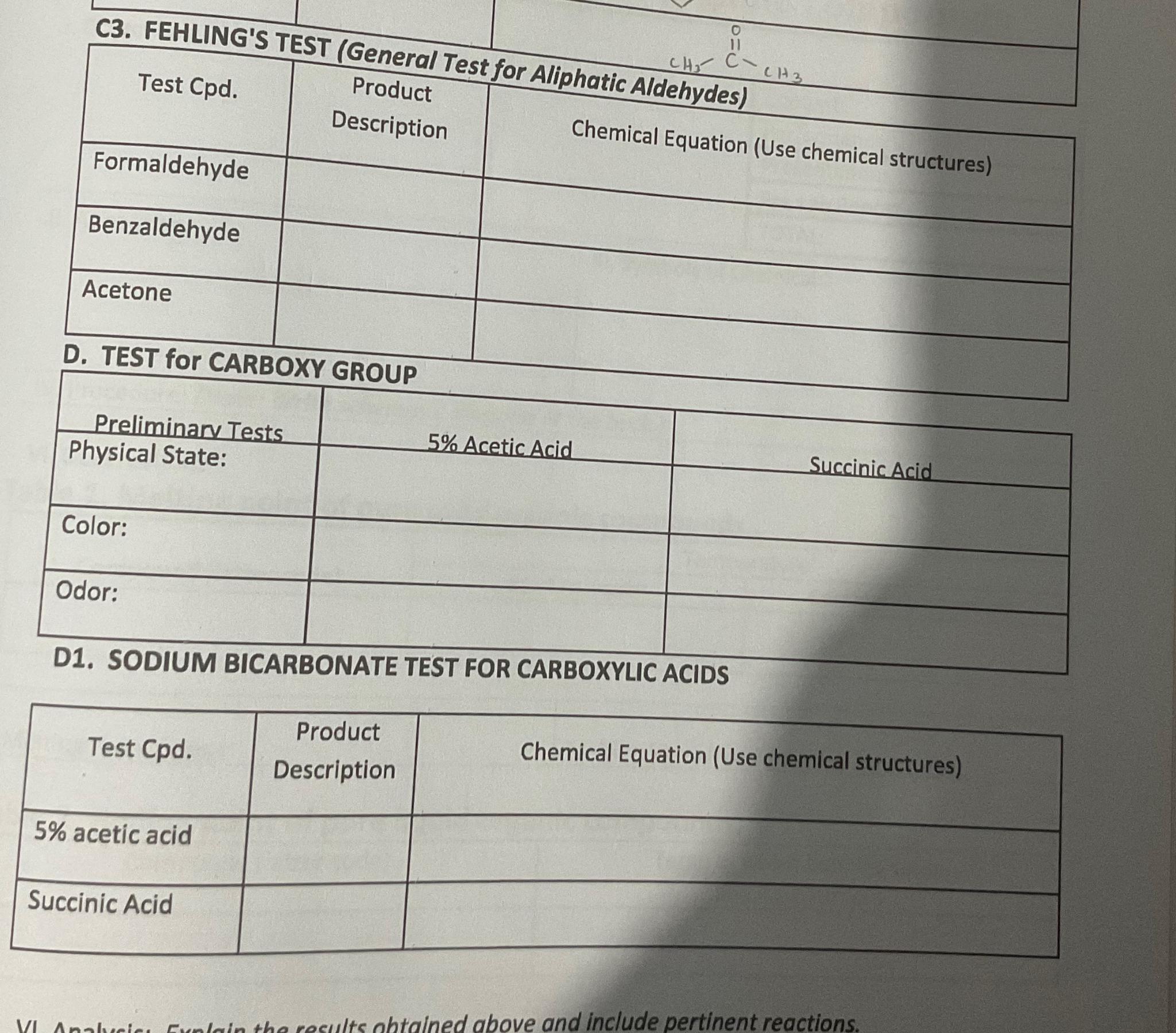 Solved C3. ﻿FEHLING'S TEST (General Test for Aliphatic AD. | Chegg.com