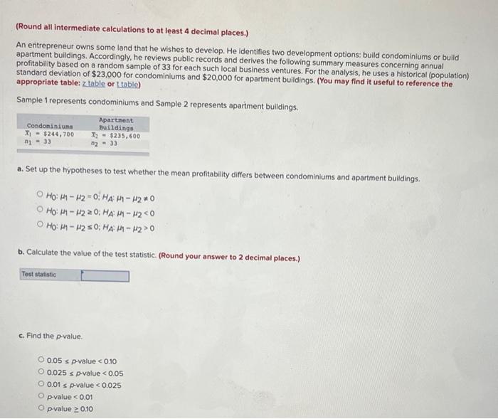 Solved (Round all intermediate calculations to at least 4 | Chegg.com