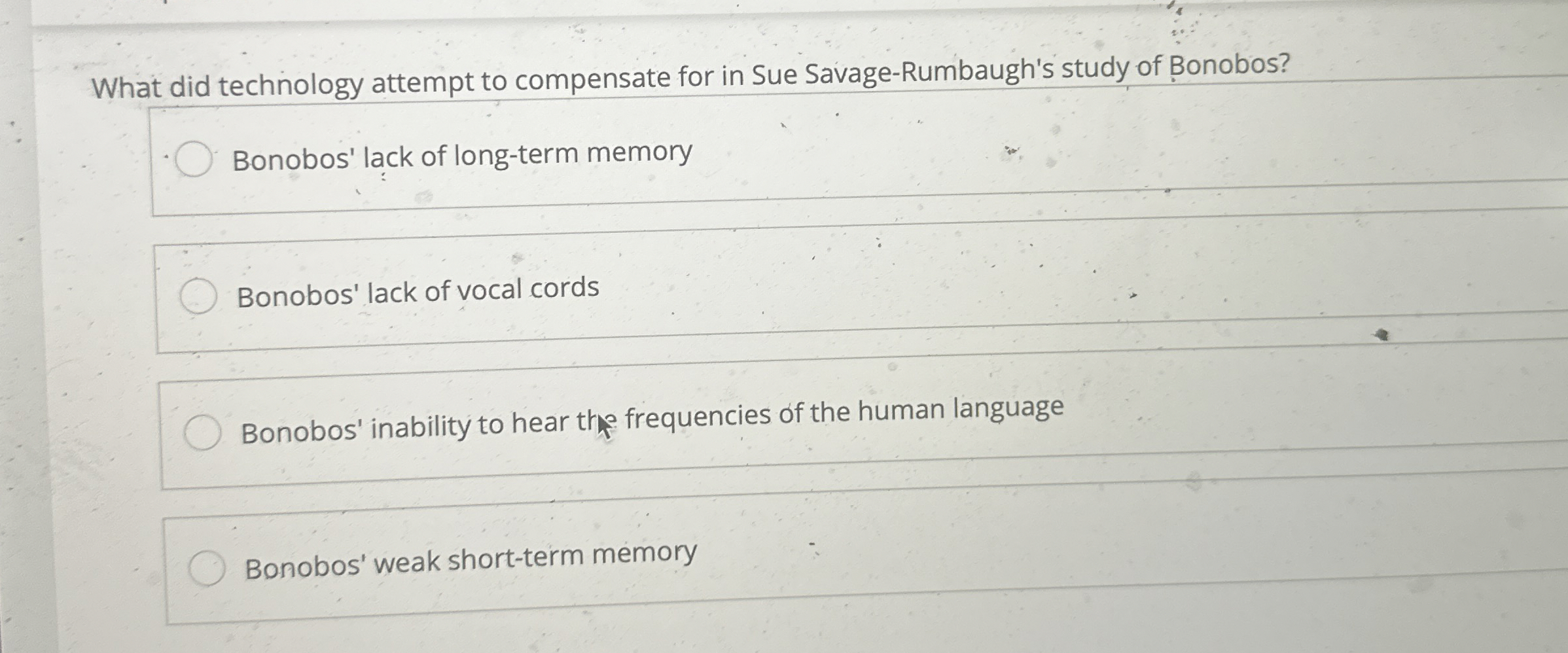 Solved What did technology attempt to compensate for in Sue | Chegg.com