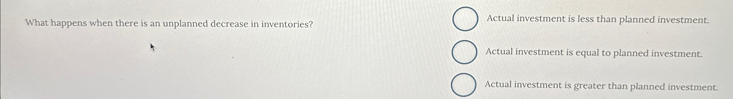 Solved What happens when there is an unplanned decrease in | Chegg.com