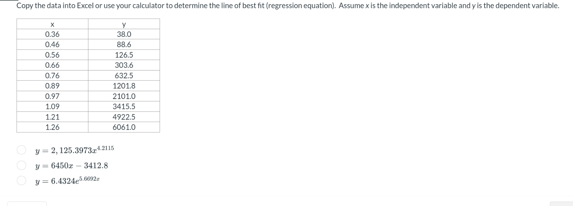 Solved Copy the data into Excel or use your calculator to | Chegg.com