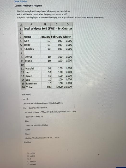 Solved View Policies Current Attempt in Progress The | Chegg.com