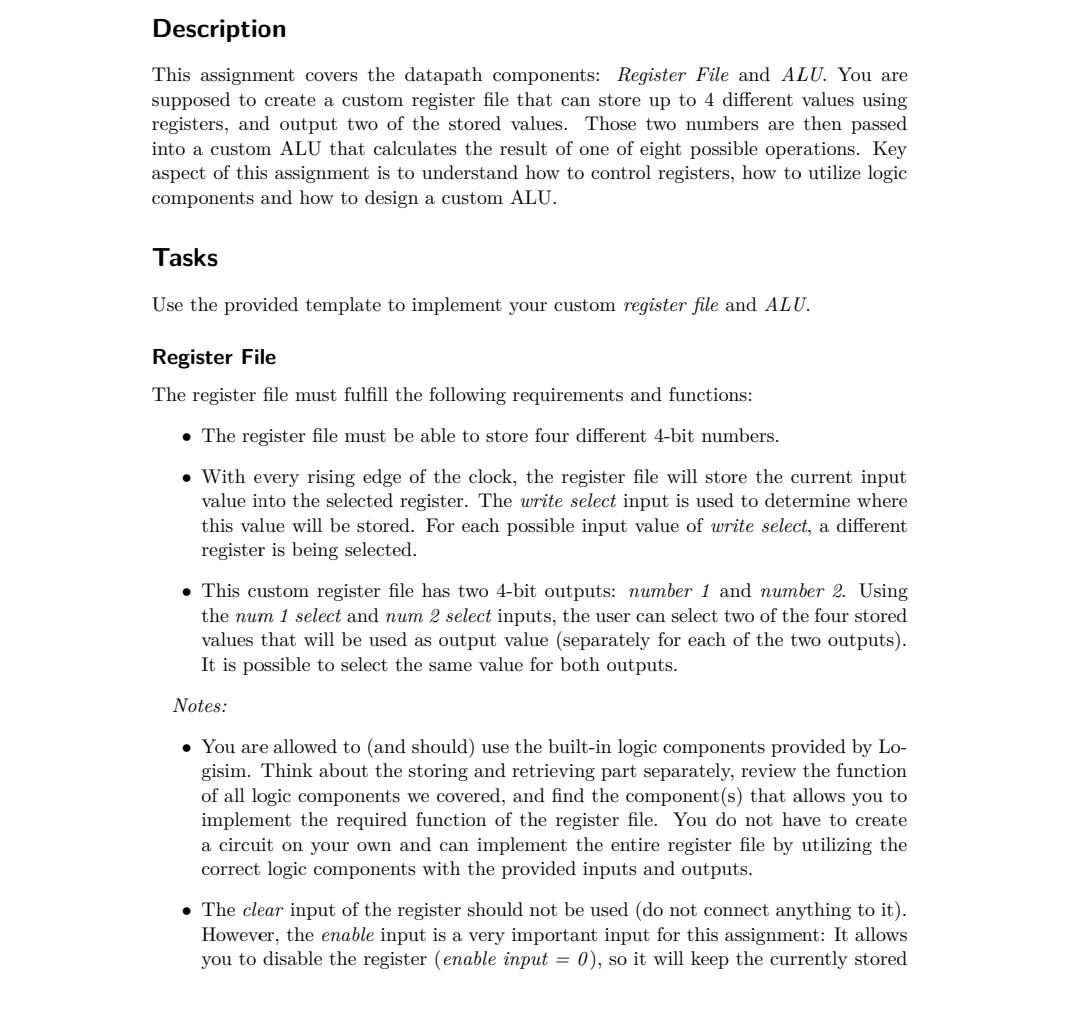 Solved Description This assignment covers the datapath | Chegg.com