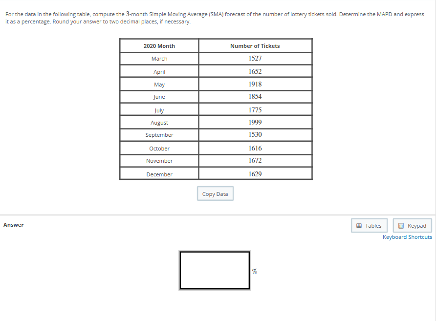 Solved For the data in the following table, compute | Chegg.com