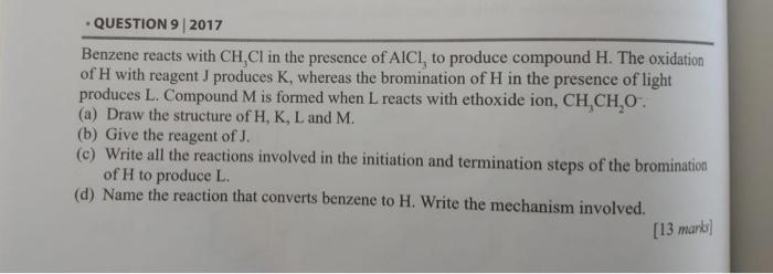 Benzene reacts with CH3Cl in the presence of AlCl3 to | Chegg.com