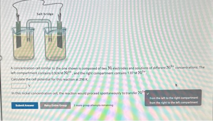 Solved A concentration cell similar to the one shown is | Chegg.com
