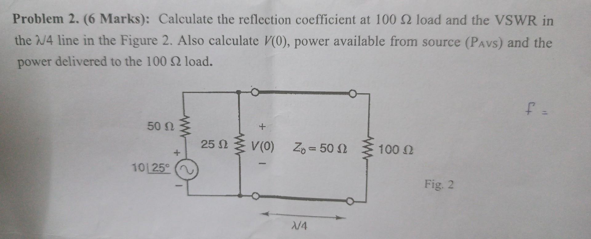 Problem 2. (6 Marks): Calculate the reflection | Chegg.com