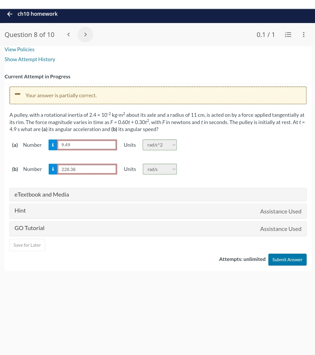Solved ch10 ﻿homeworkQuestion 8 ﻿of 100.11View PoliciesShow | Chegg.com