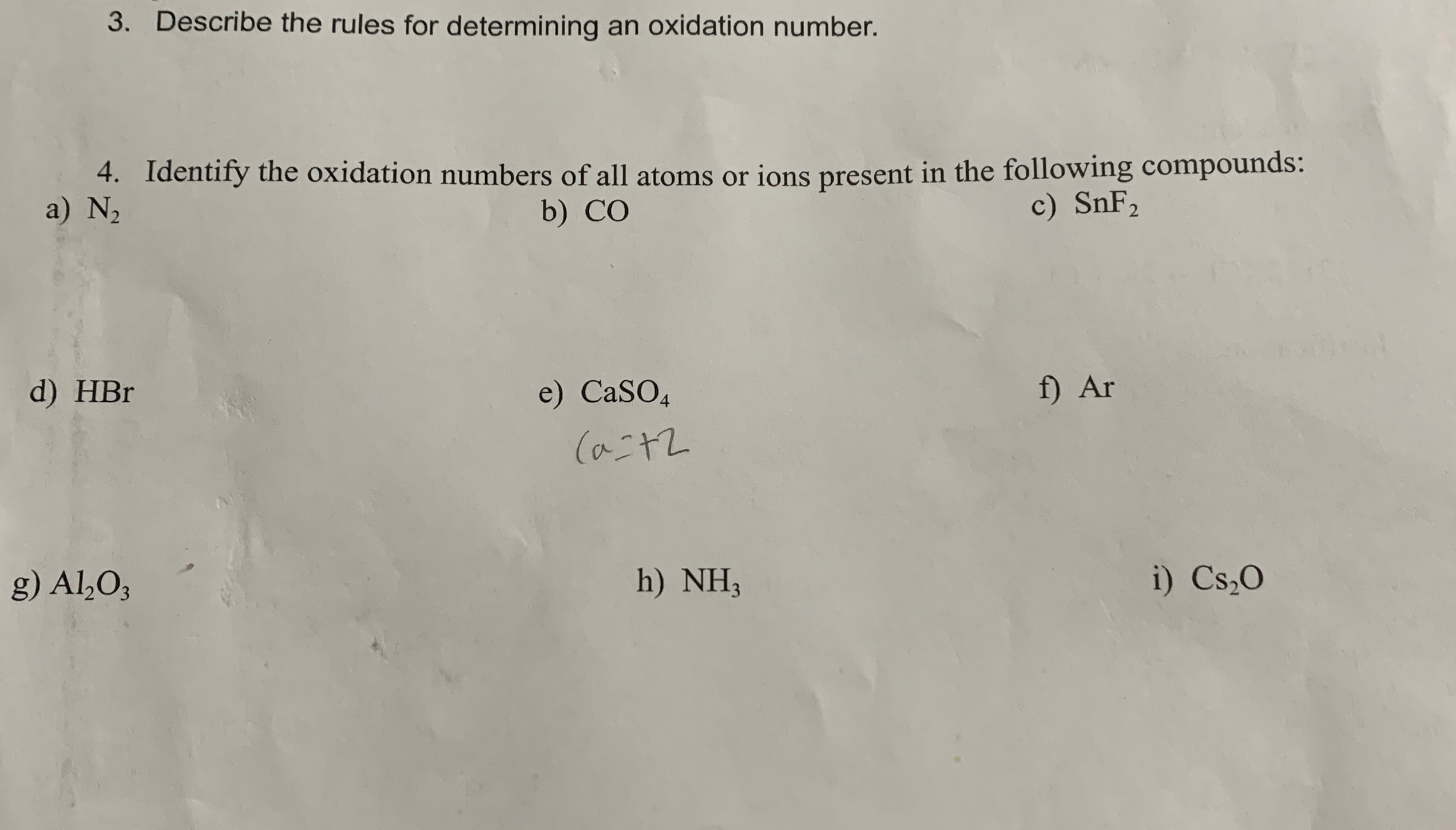 Solved Describe the rules for determining an oxidation | Chegg.com