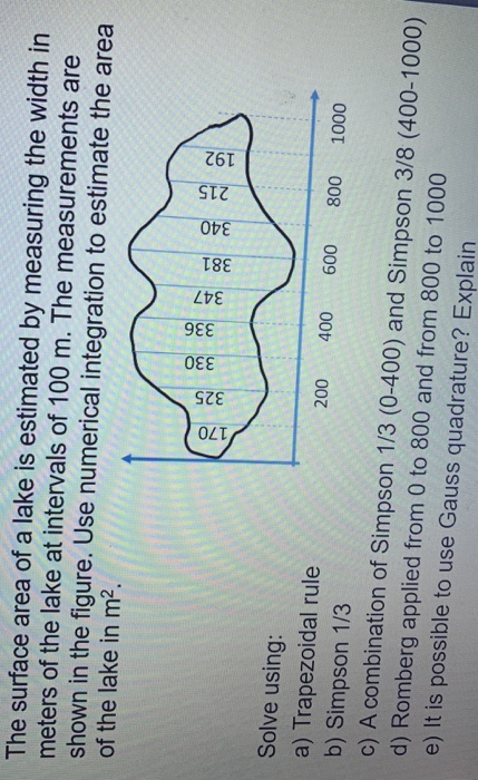 Solved The surface area of a lake is estimated by measuring | Chegg.com
