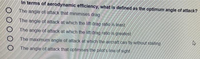 Solved In terms of aerodynamic efficiency, what is defined | Chegg.com