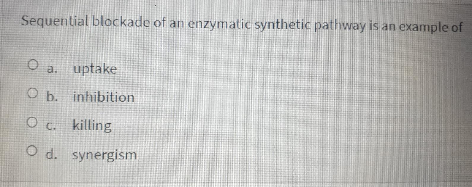 Solved Sequential blockade of an enzymatic synthetic pathway | Chegg.com