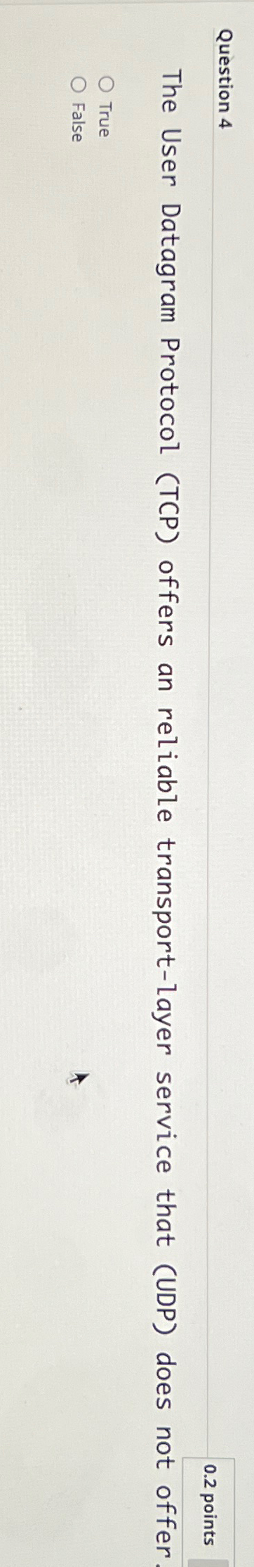 Solved Question 40.2 ﻿pointsThe User Datagram Protocol (TCP) | Chegg.com