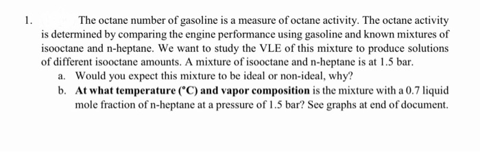 Solved The octane number of gasoline is a measure of octane | Chegg.com