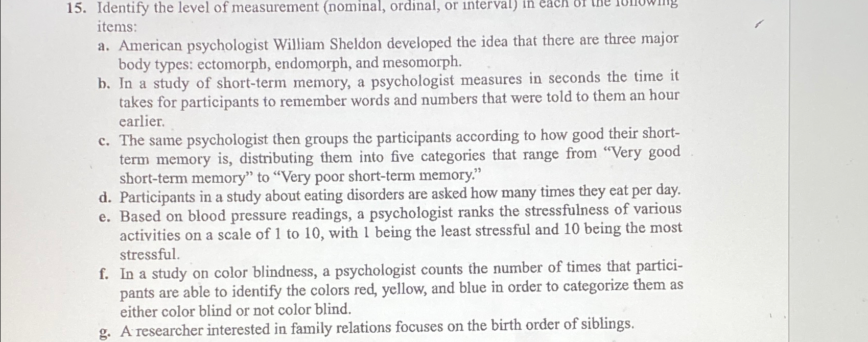 Solved items:a. ﻿American psychologist William Sheldon | Chegg.com