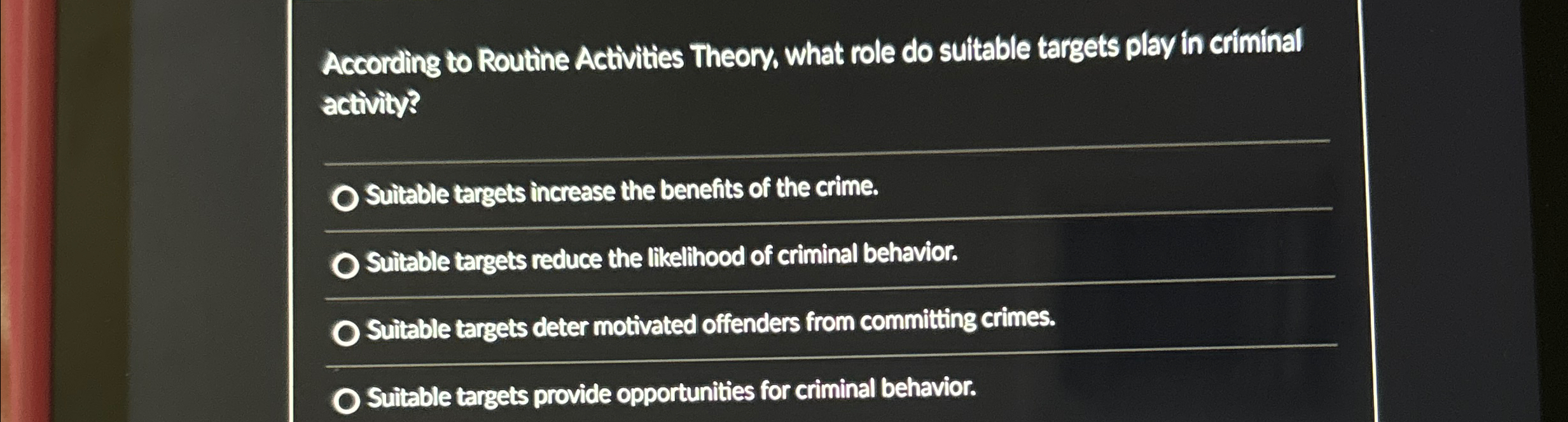 Solved According to Routine Activities Theory, what role do | Chegg.com