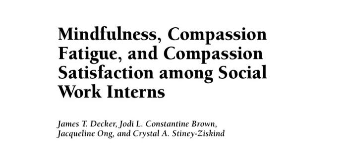 Solved Mindfulness, Compassion Fatigue, and Compassion | Chegg.com