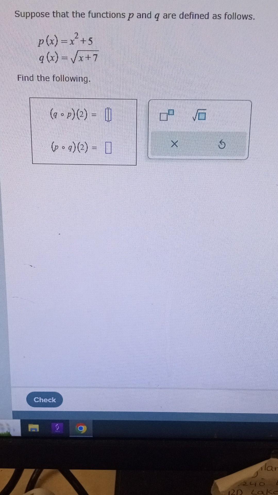 Solved Suppose that the functions p and q are defined as | Chegg.com