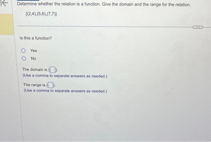 Solved Determine whether the relation is a function. Give | Chegg.com