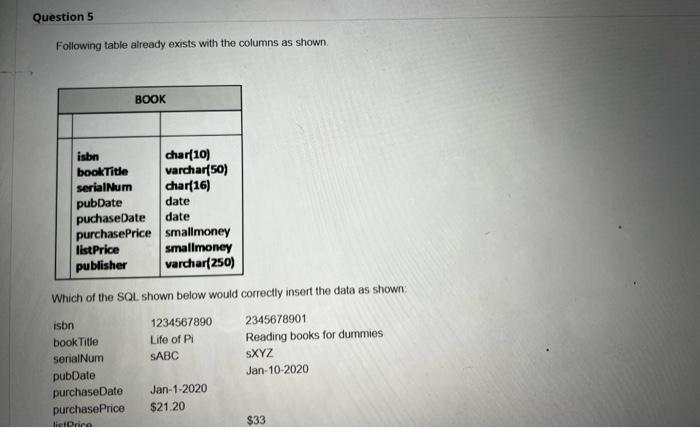 Solved TABLEA exists with two columns - TABLEA(productName, | Chegg.com