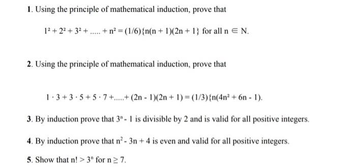 Solved 1. Using the principle of mathematical induction, | Chegg.com
