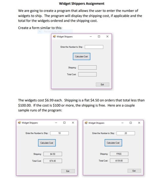 Solved Widget Shippers Assignment We are going to create a | Chegg.com