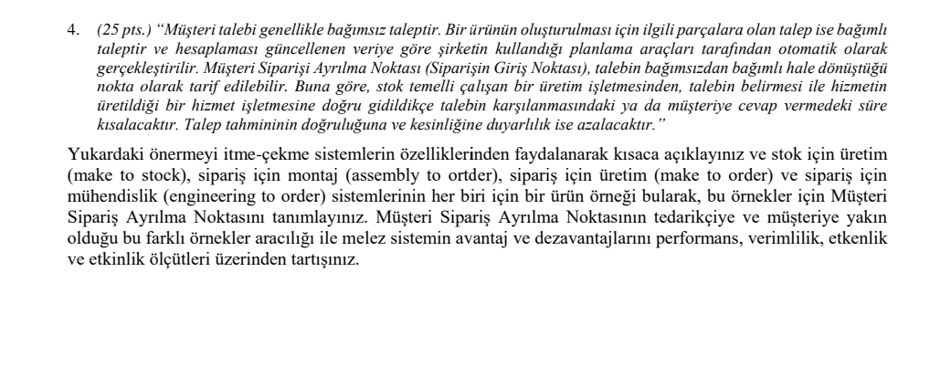 (25 ﻿pts.) "Müşteri talebi genellikle bağımsız | Chegg.com