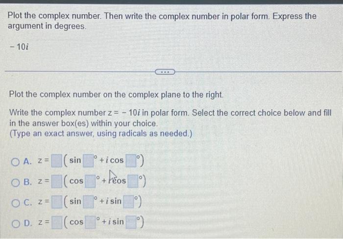 Solved Plot the complex number. Then write the complex | Chegg.com