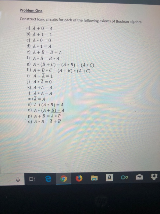 Solved Problem One Construct logic circuits for each of the | Chegg.com